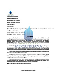 PERSONAL BRANDING BEAUTY VLOGER @TASYAFARASYA MELALUI SOSIAL MEDIA INSTAGRAM (ANALISIS ISI ...